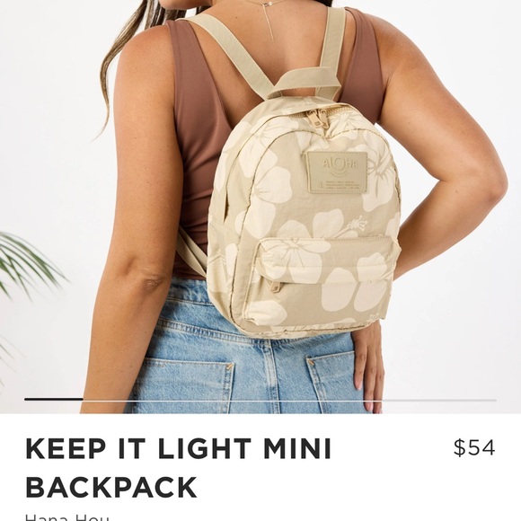 ALOHA Collection | Bags | Aloha Collection Floral Tan Mini Backpack Nwt ...
